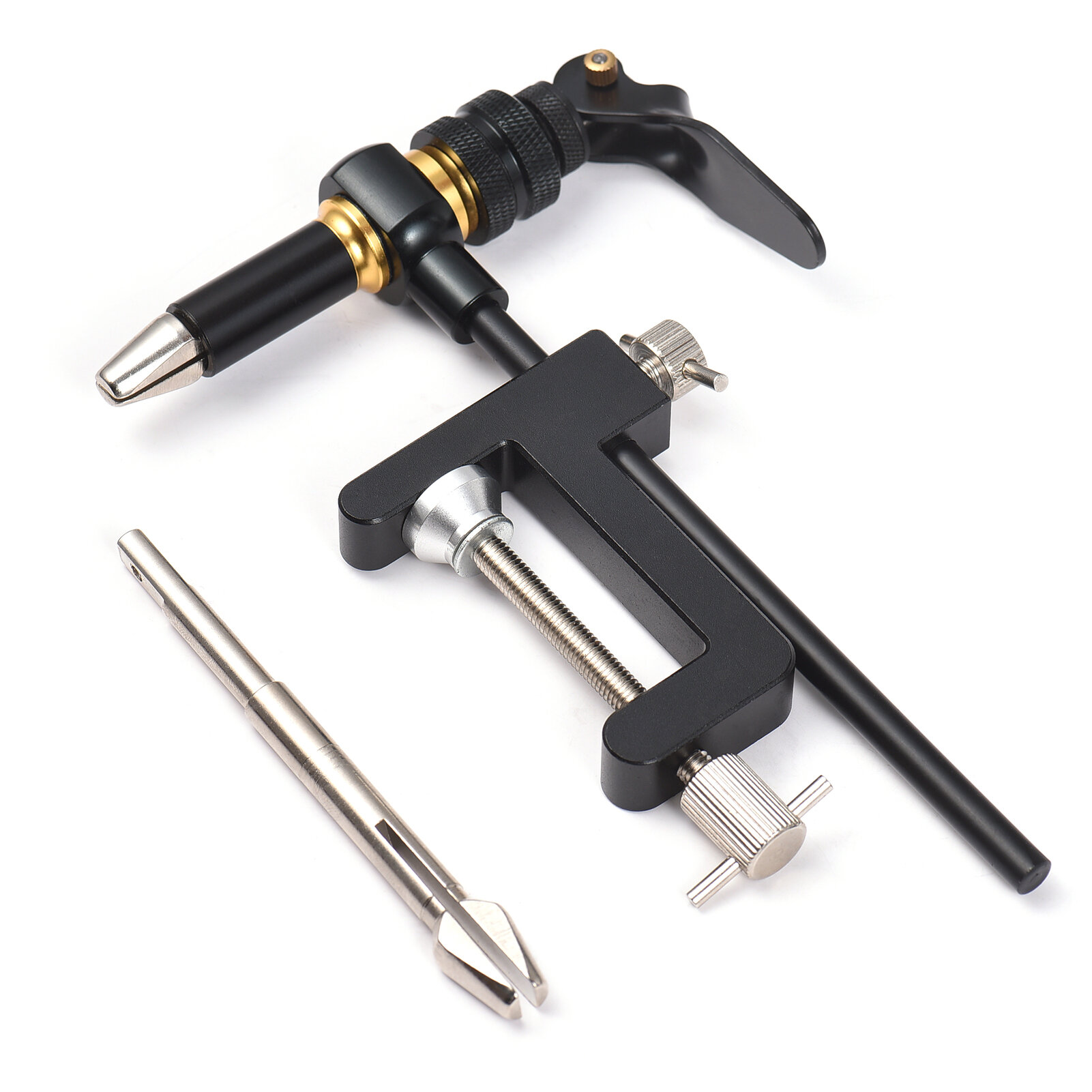 Вращающиеся тиски для вязания мушек с С-образным зажимом, регулируемый держатель для рыболовных крючков, набор инструментов для точной вязания мушек.