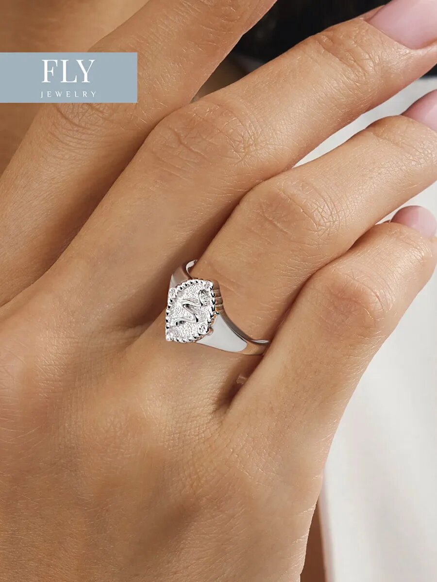 Печатка, серебро, 925 проба, родирование, фианит