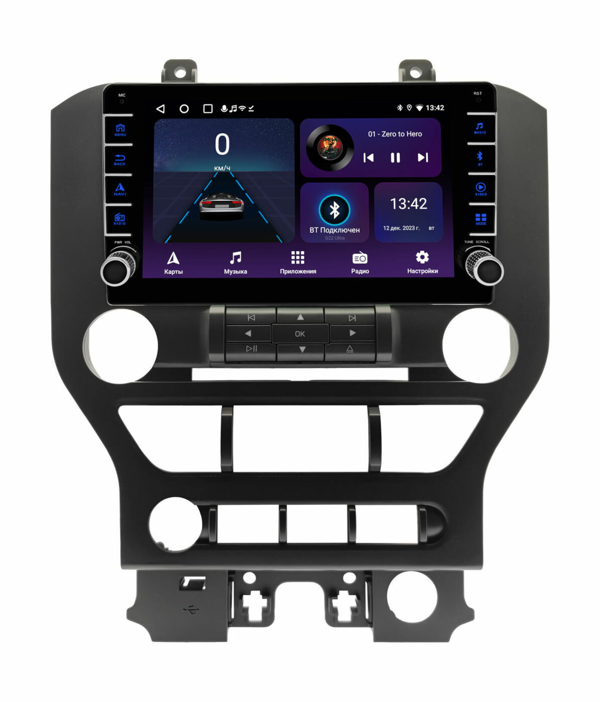 Магнитола Ford Mustang 2013+ тип B / 8 дюймов, 2/64GB, 4 ядра, Wi-Fi, Android 9 / Wide Media