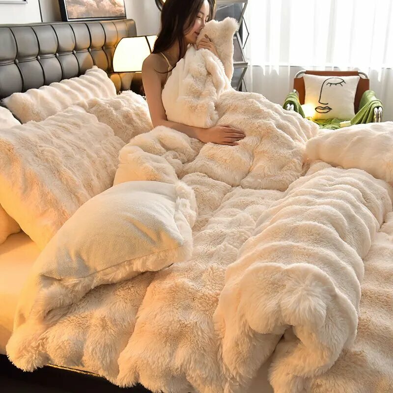 Комплект постельного белья, Фланель, Евро, наволочки 48x74