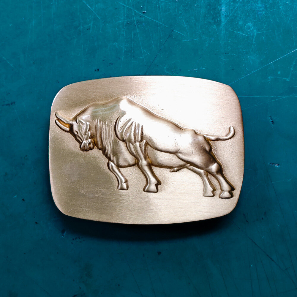 Пряжка для ремня / ременная латунная 40мм с дикий бык бляха солдатская ссср из латуни