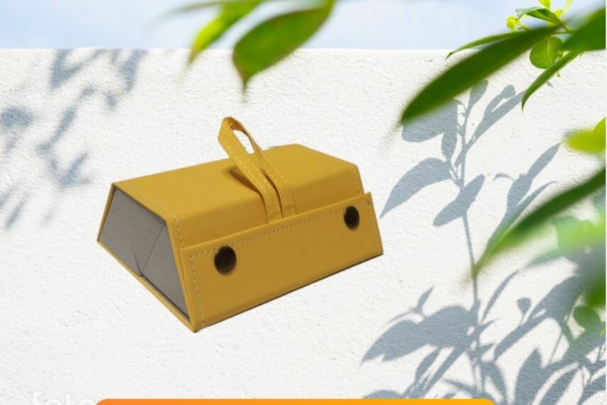 Чехол для очков. Футляр, органайзер для хранения очков подвесной, складной. Желтый