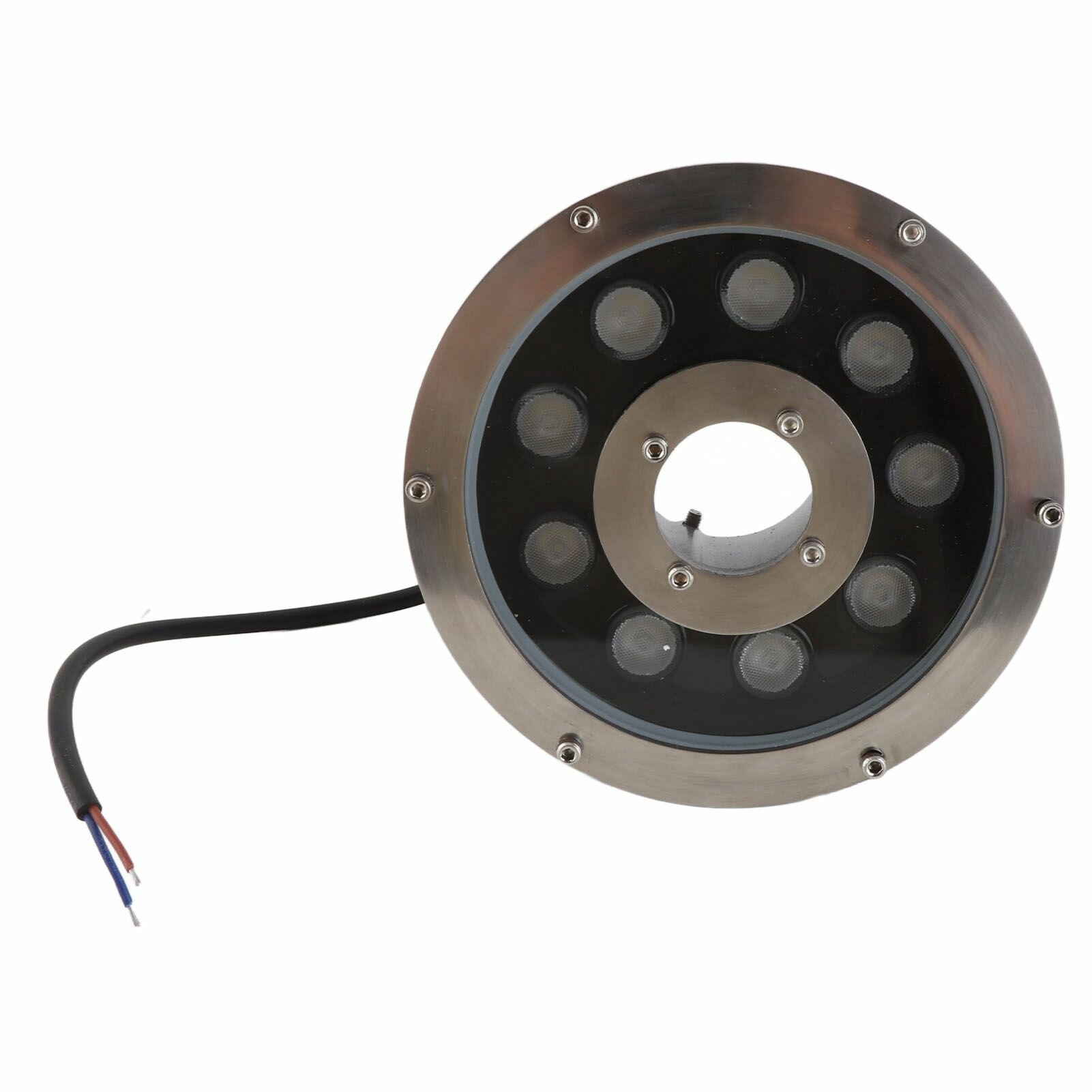 Яркий фонтанный прожектор 9W, белый свет, нержавеющая сталь