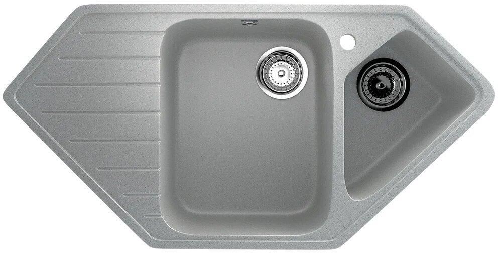 Мойка кухонная Ulgran U-409 -310 угловая, 50x97, мойка для кухни, с крылом, серая, трапеция, матовая