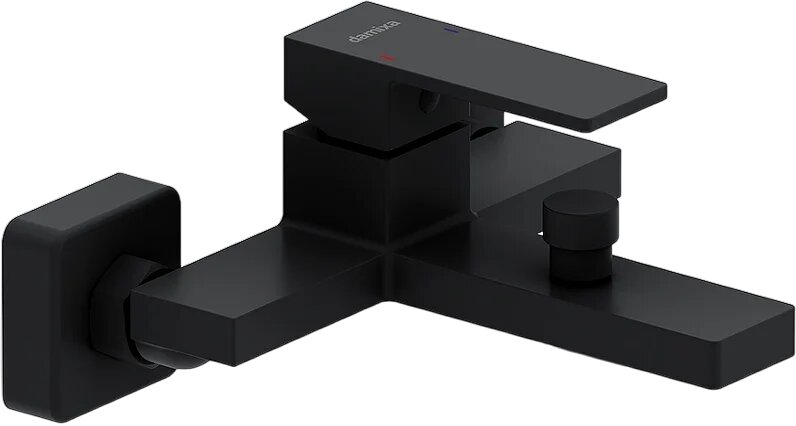 Смеситель для ванны с душем Damixa Gala 531000300 настенный, однорычажный, черный, матовый, латунный, без лейки, с керамическим картриджем