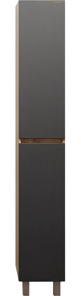 Шкаф-пенал для ванной Onika Милтон 403078 напольный, 30 см, серый, светлое дерево, матовый, с дверками, из МДФ, в стиле лофт