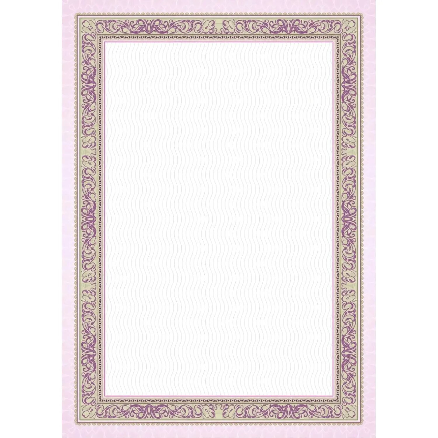 Сертификат-бумага с рамкой А4 фиолетовая, 140 г/кв. м, 20 шт/уп КЖ-1794/6уп