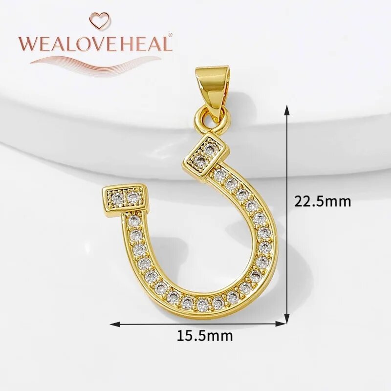 Подвеска-конёк WEALOVEHEAL, 18K позолота, цирконий, 2 шт.