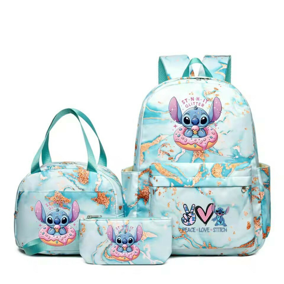 Трансграничная новая школьная сумка Stitch из трех частей, рюкзак для учащихся начальной и средней школы, молодежный дорожный рюкзак, рюкзак с героями мультфильмов