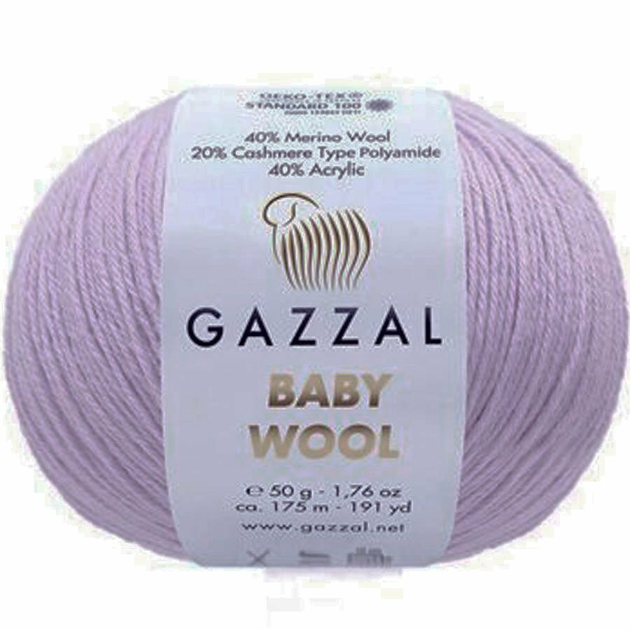 Пряжа Gazzal BABY WOOL 823 роз. сирень (5 мотков)
