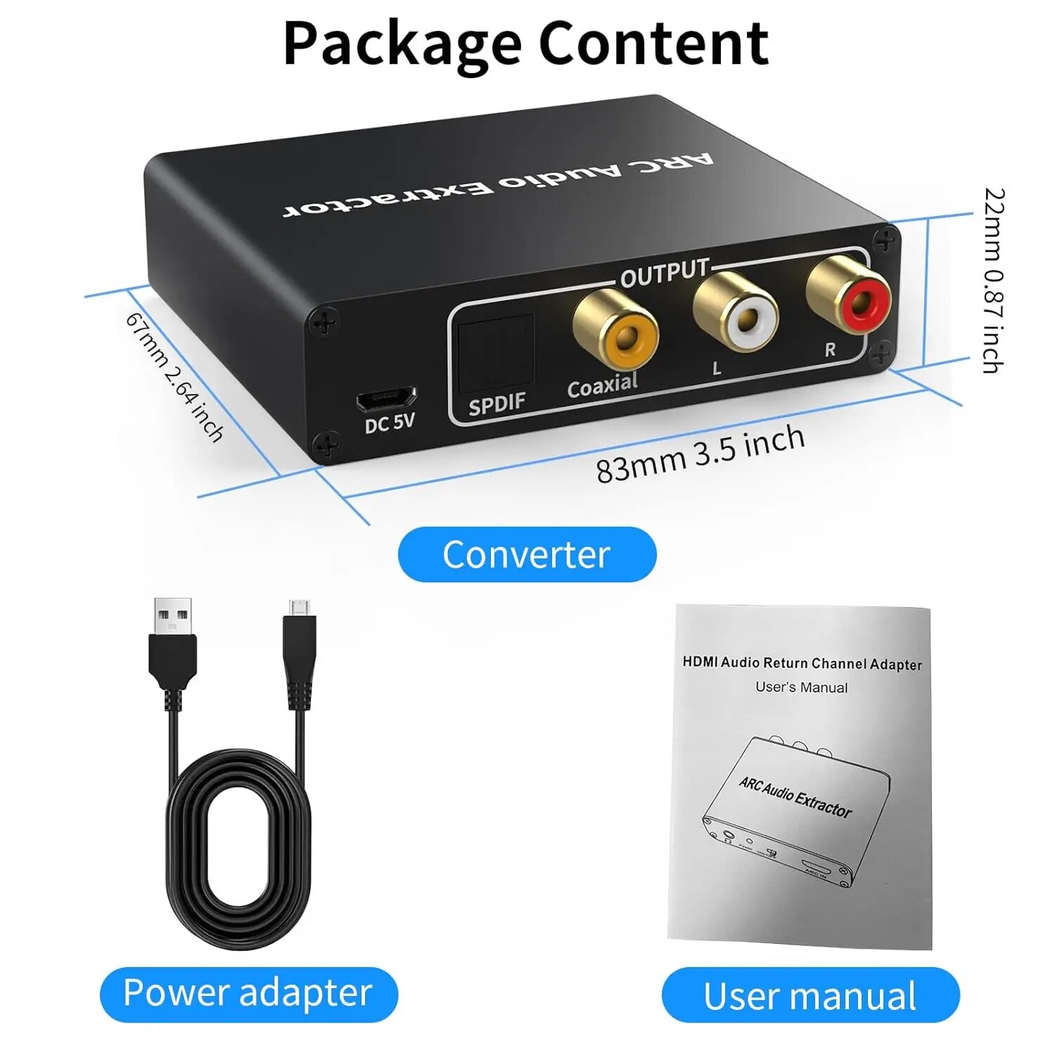 192 кГц ARC аудиоэкстрактор HDMI-совместимый ARC в оптический коаксиальный RCA 3,5 мм разъем-конвертер для HDTV динамик звуковая панель наушников