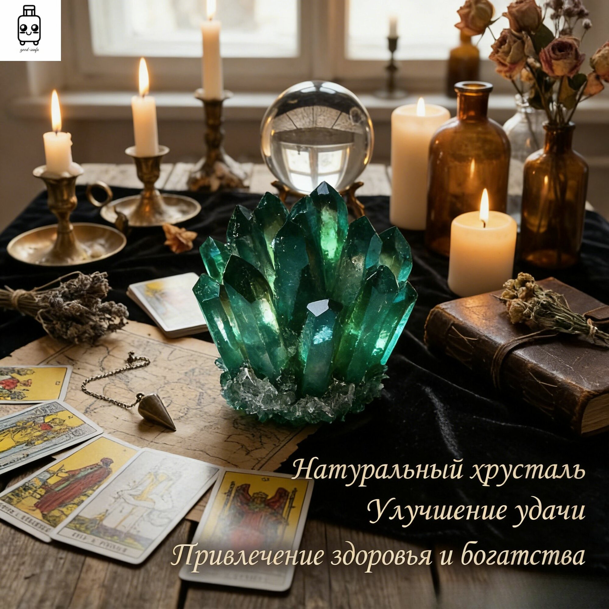 Good-sanfa талисман Оберег/Раухтопаз (натуральный хрусталь) + Морион Друза средняя, 200-300 г