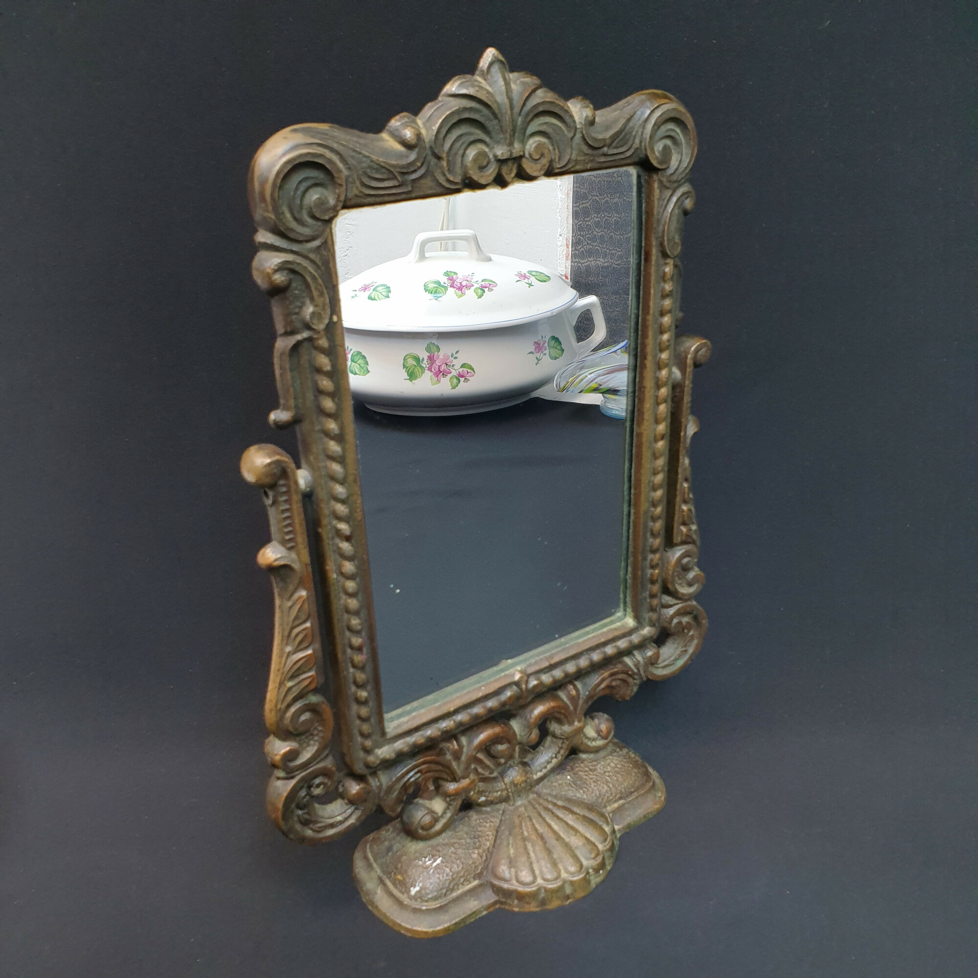 Винтажное зеркало 37 см поворотное силумин, СССР