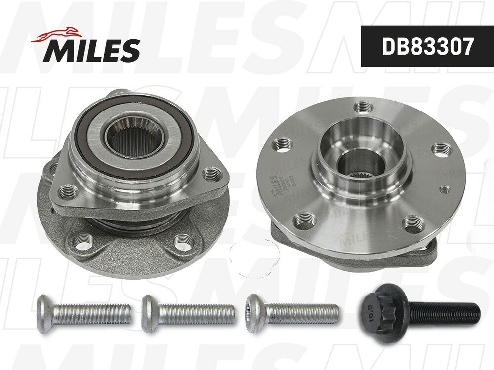 Комплект подшипника ступицы передней MILES DB83307 Audi A3, Skoda Octavia III, Superb III, Karoq, Kodiaq, Vw Golf 7, Passat B8, Tiguan 12->