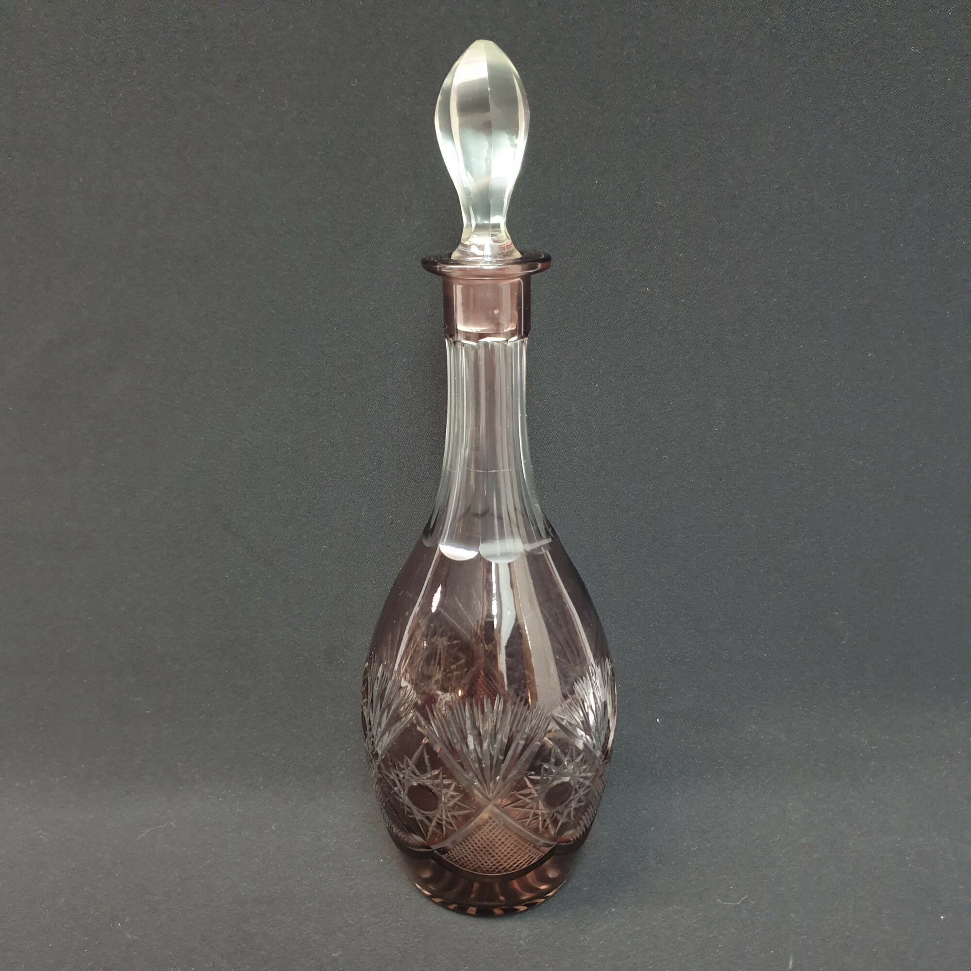 Винтажный штоф 33 см цветной хрусталь на 1 литр СССР