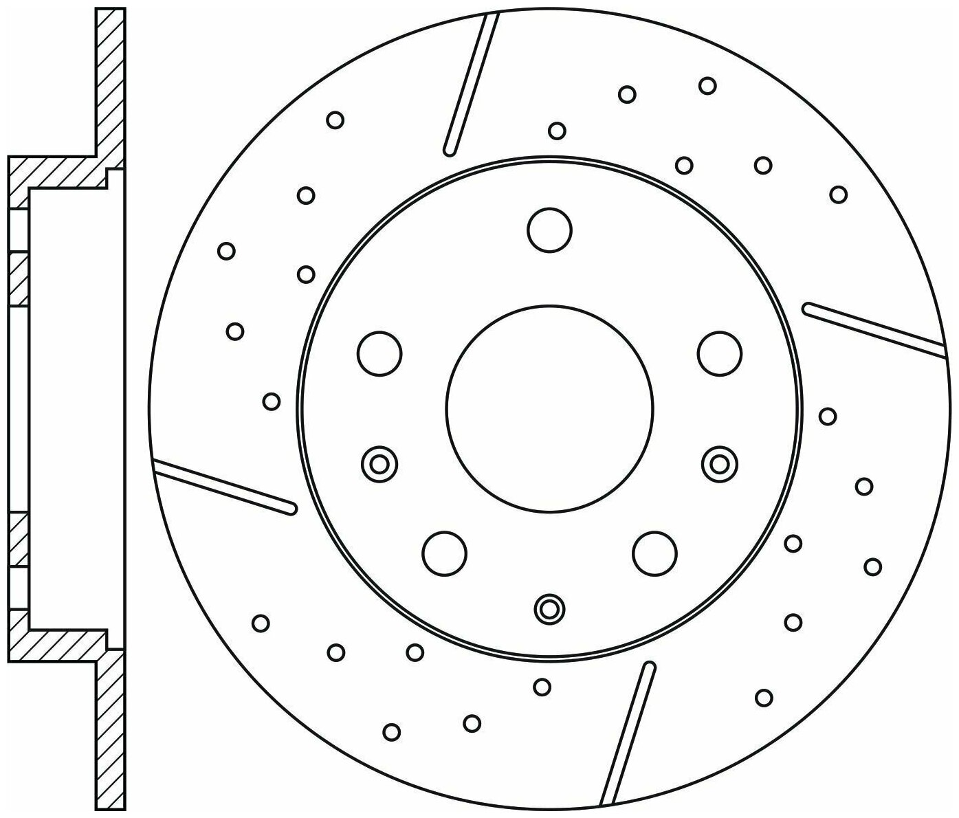 Диск тормозной задний перфорированный NiBK RN1208DSET для а/м MAZDA 6 07>, MX-5 08>, 280х10 мм.