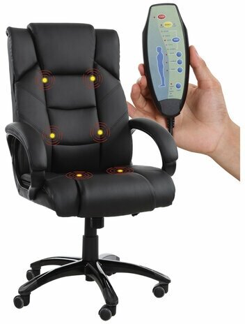 Кресло офисное BRABIX Bliss MS-004, 6 массажных модулей, экокожа, черное, 532522