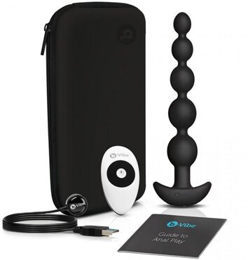 B-Vibe Cinco Anal Beads, черные Анальные шарики с вибрацией и дистанционным управлением