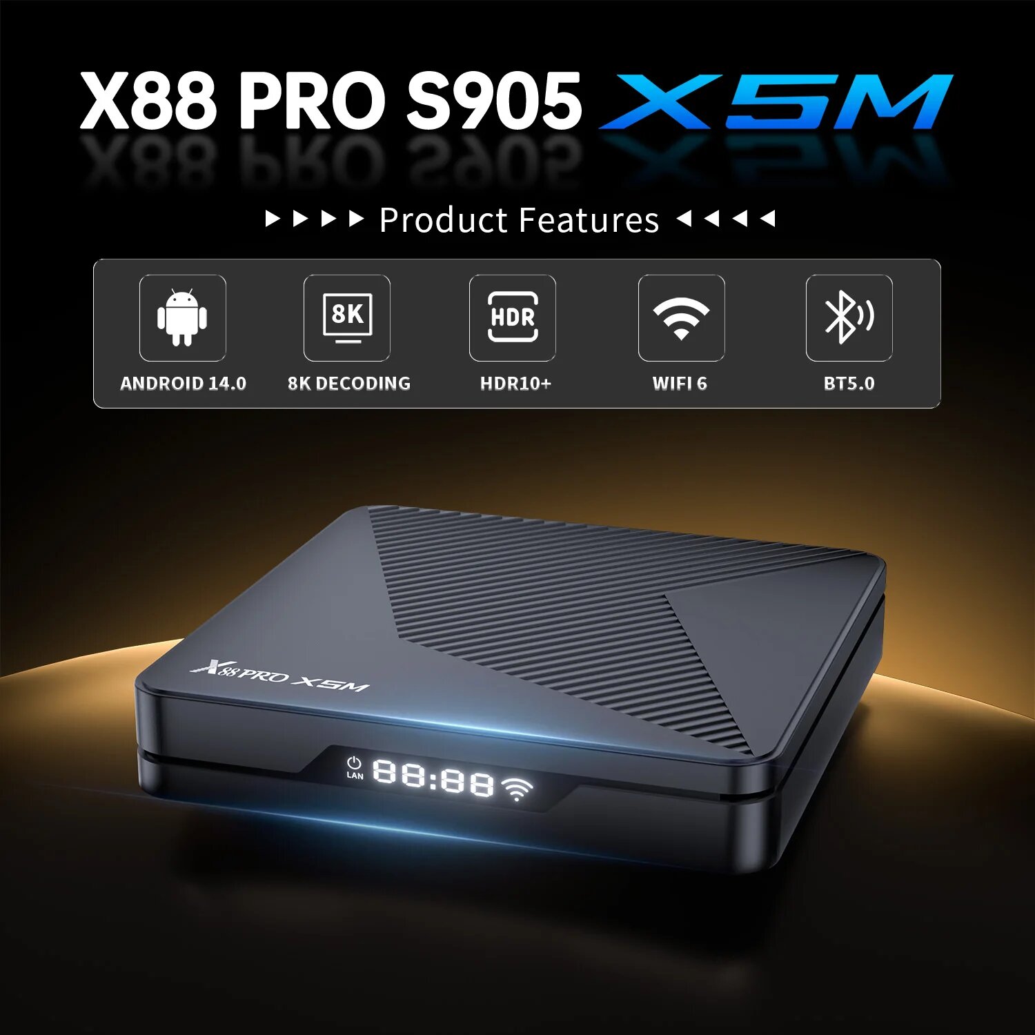 SkyBeats X88Pro X5M 4K Android TV Box US Plug, 4G 64G — фото 1
