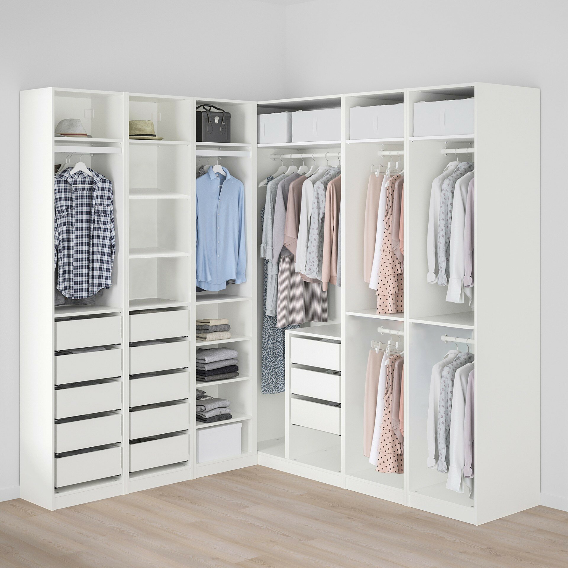 Угловая гардеробная PAX Пакс IKEA, модульная, 211x213x236 см