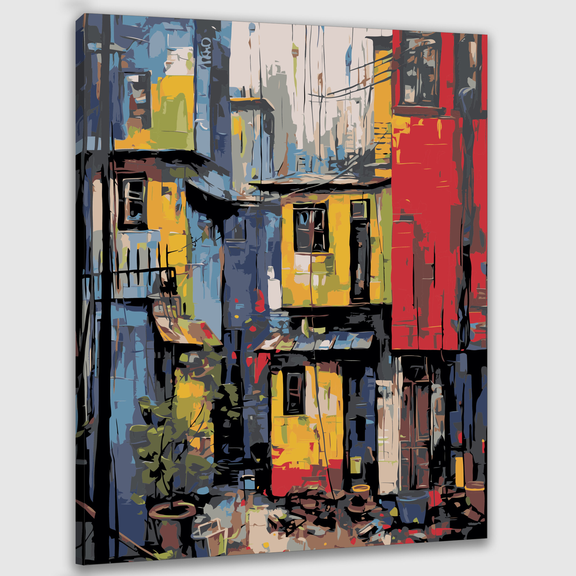 Картина по номерам 40x50 см, картина, масло, переулок, граффити, мазки кисти, яркие цвета, узоры надписей