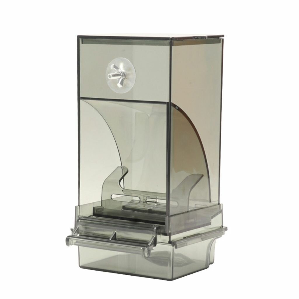 Регулируемая версия автоматической кормушки для птиц с защитой от пролива и брызг - серая