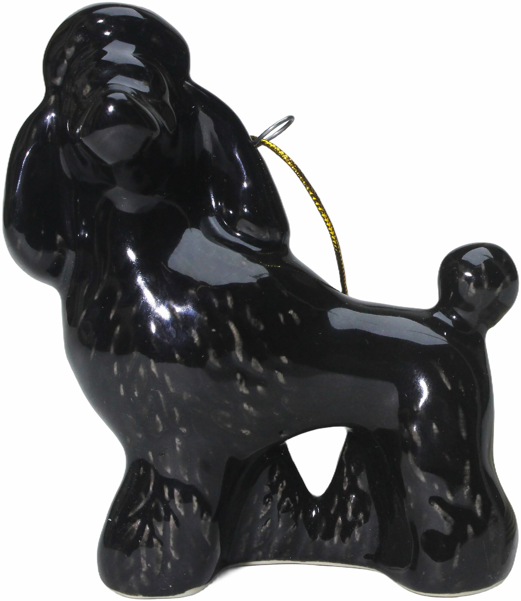 "Пудель большой черный" в картонной коробке фарфоровая елочная игрушка украшение цветная коллекция