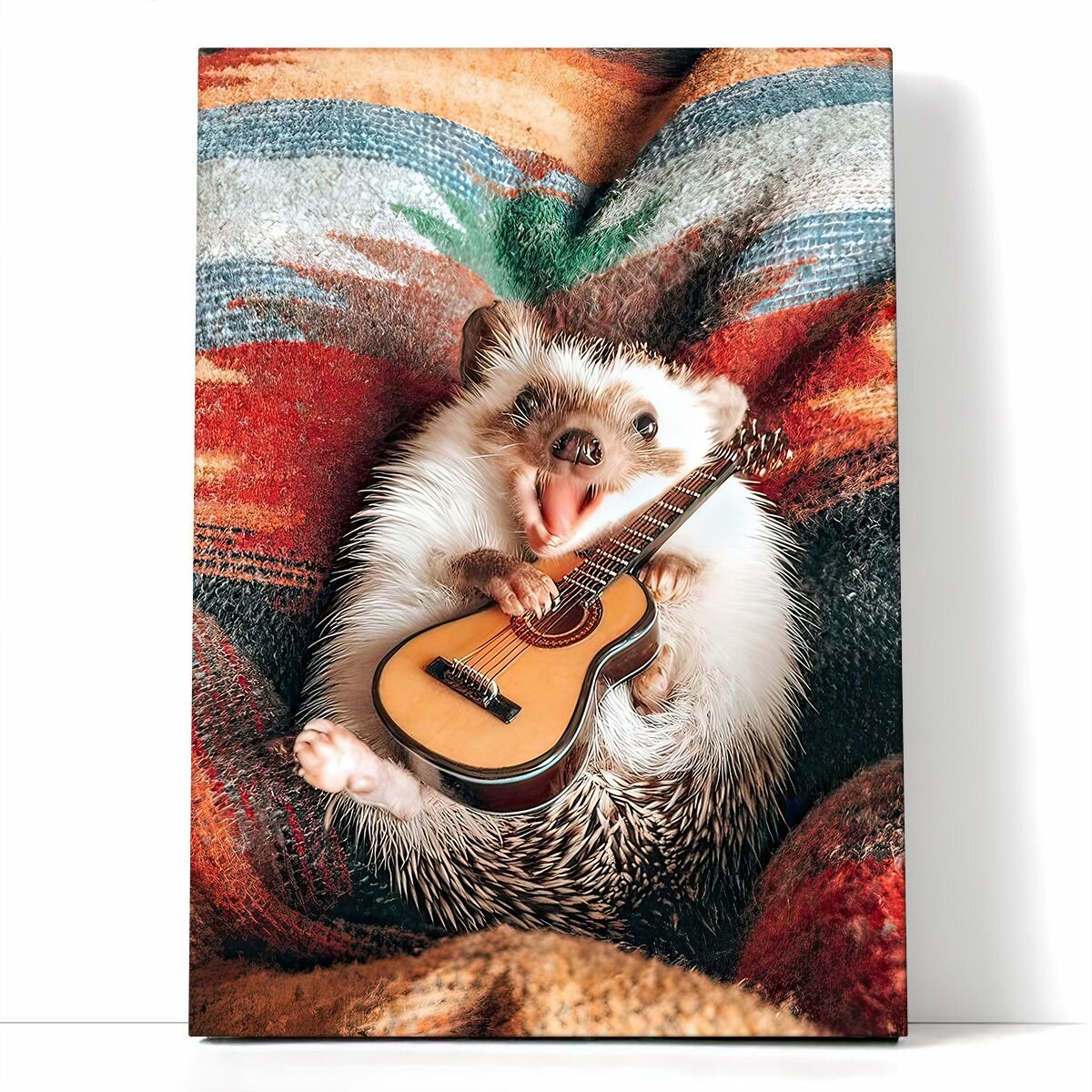 Интерьерная картина на хлопковом холсте - Ёжик с гитарой
