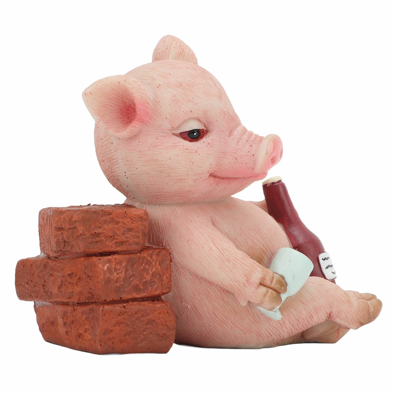 Винтажная расписная свинка с пивом "Разбитое сердце" - декоративная статуэтка для коллекции, интерьерный акцент в стиле