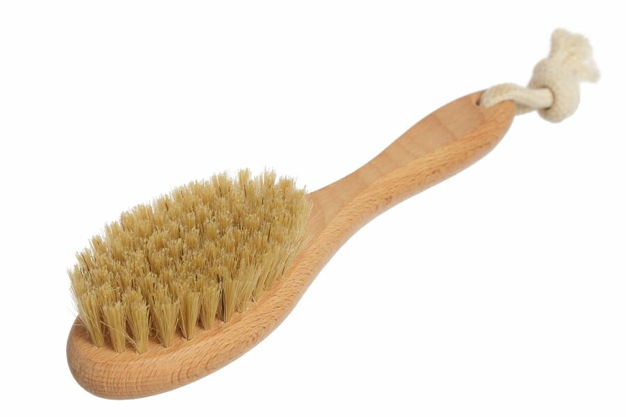 Щетка для сухого массажа (антицеллюлитная) тела с щетиной кабана класса S (23 см.) 79 пучков ECOBRUSH ЧТ/201