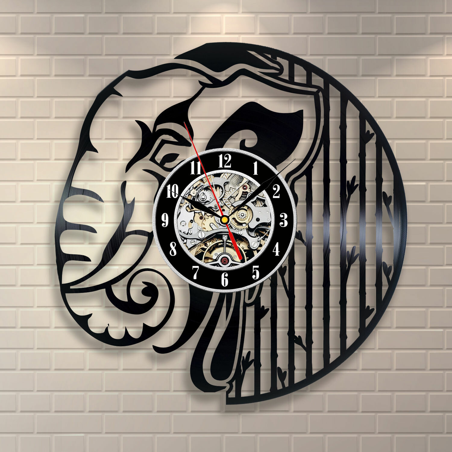 252502782940 Виниловая пластинка «Слон», настенные часы, домашний декор, минималистичные животные ручной работы -