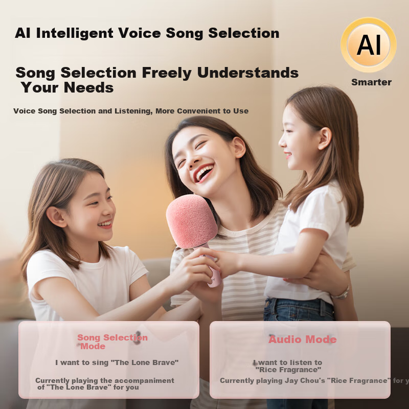 Soaiy MC73 AI беспроводной микрофон Bluetooth для домашней карате и мобильной трансляции Цвет：Белый с акварелью AI