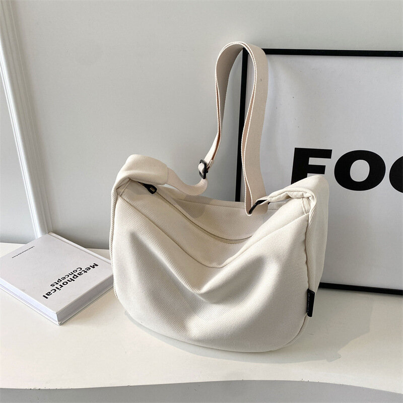 Холщовая сумка 2026, вельветовая, новая модель 2024 года, с широким плечевым ремнем, сумка-кроссбоди, большая вместимость, повседневная сумка-пельмень, на одно плечо, в стиле Ins.