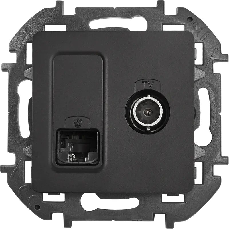 Розетка двойная TV+RJ45 категория 5e UTP - Lexman Lilian - антрацит