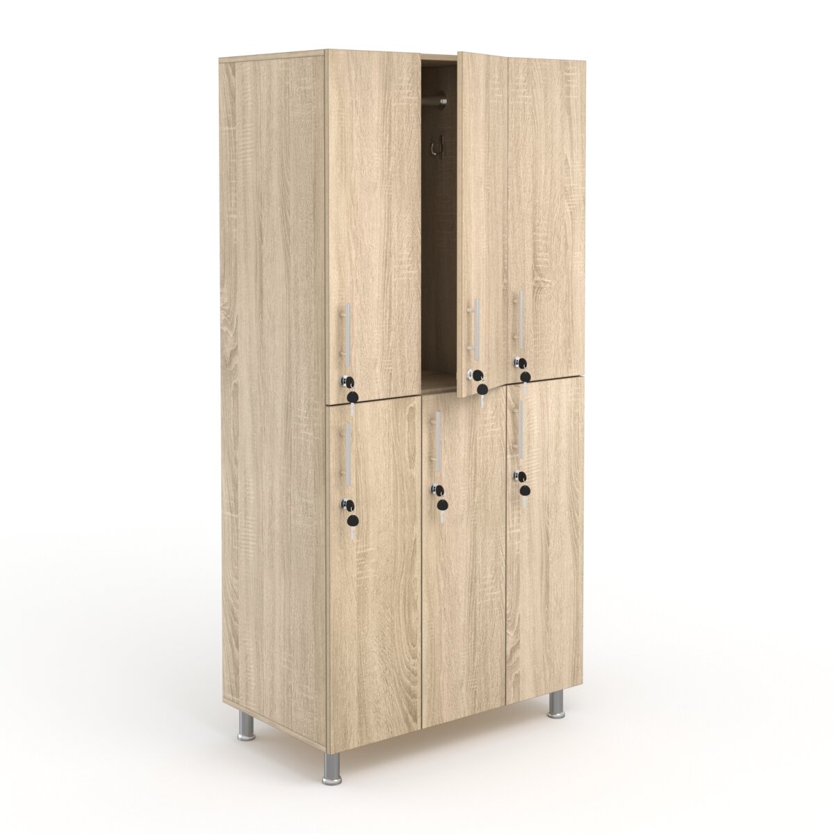 Шкаф для раздевалок 3-секционный 6ти-местный, Дуб Сонома. Производитель товара - компания Westcom.