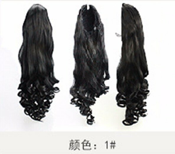 Длинный синтетический кудрявый конский хвост, накладной кудрявый хвост, накладные черные волосы, накладные волосы - 1#