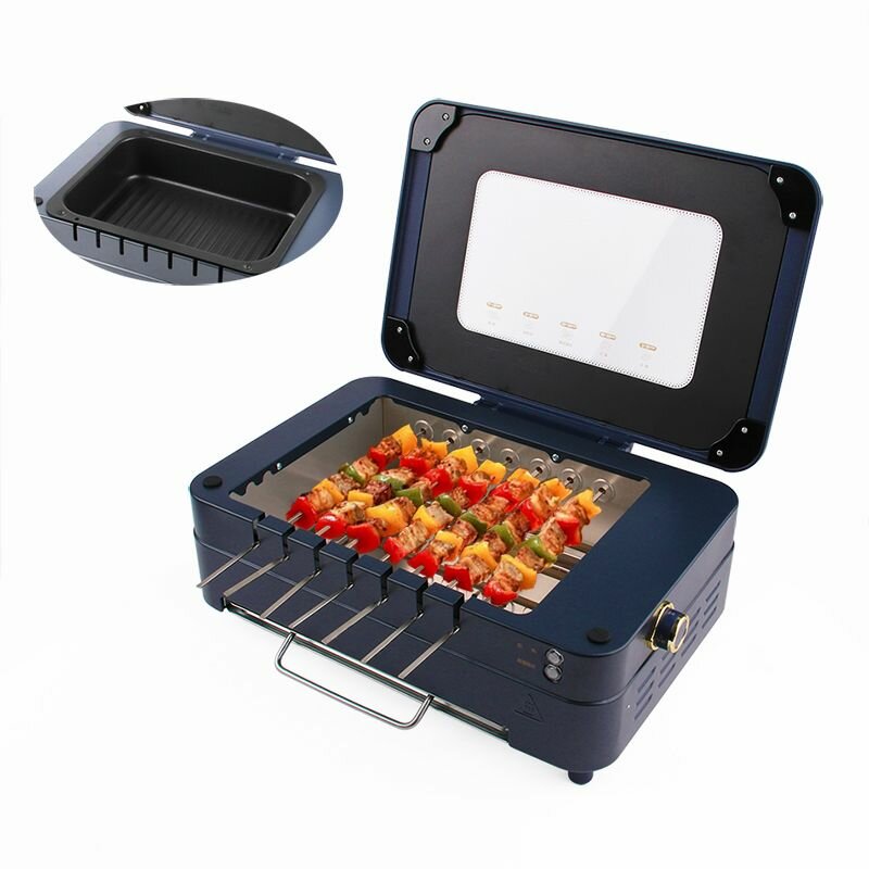 Электрический гриль-барбекю, роторная машина для шашлыка, Многофункциональная электрическая кастрюля, Бездымная печь-гриль, горячий горшок-RERTGE