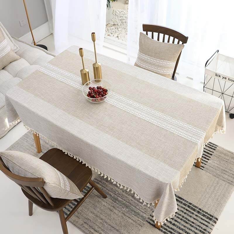 Скатерть столовая прямоугольная SHEBI DECOR Льняная двойная косичка, 140х220 см