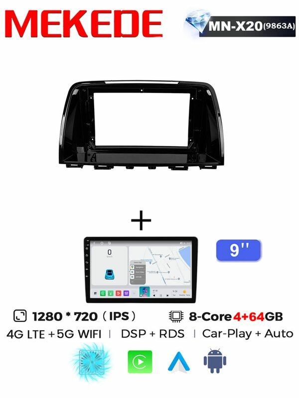Магнитола 9" Mekede MN X20 Pro 4/64 Gb Mazda 6 Atenza 3 GJ 2012-2015 (B) carplay