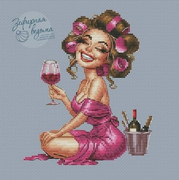 Набор для вышивки крестом "Маленькая девочка дома" Розовый, фиолетовый, 32CT metallic aida