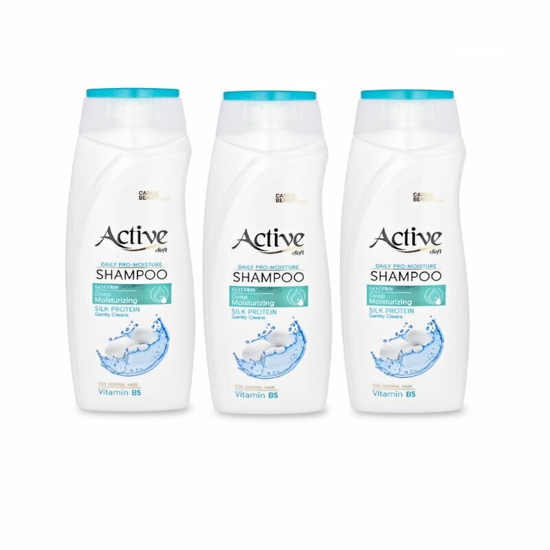 Active шампунь CARE & BEAUTY, увлажняющий, с протеинами шелка и витамином B5, 350мл, 3 уп