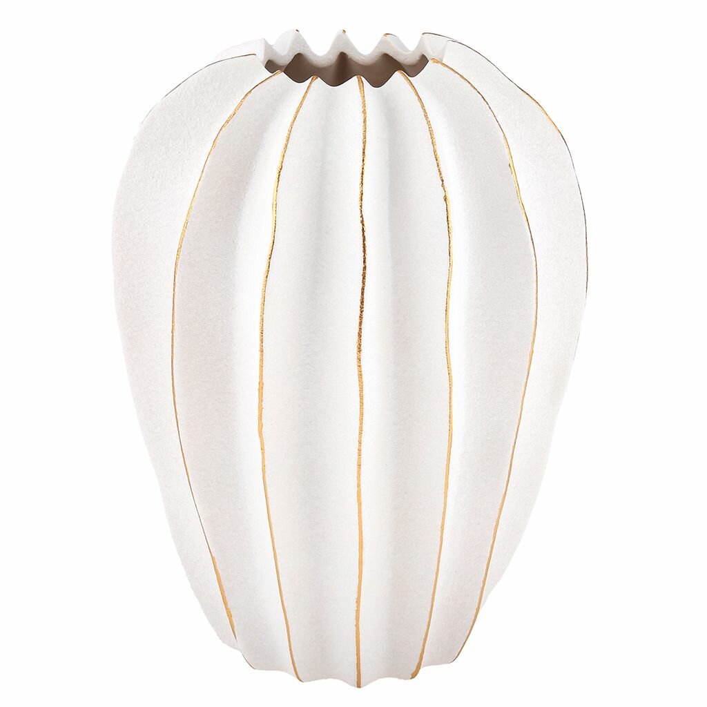 Ваза настольнаякерамическая "Карамбола 2" 1,85л, белый с золотом