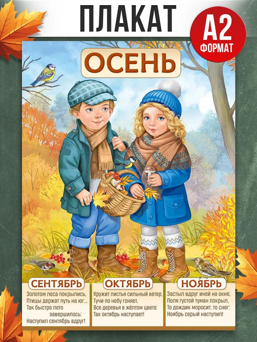 Плакат осень время года украшения школы к 1 сентября
