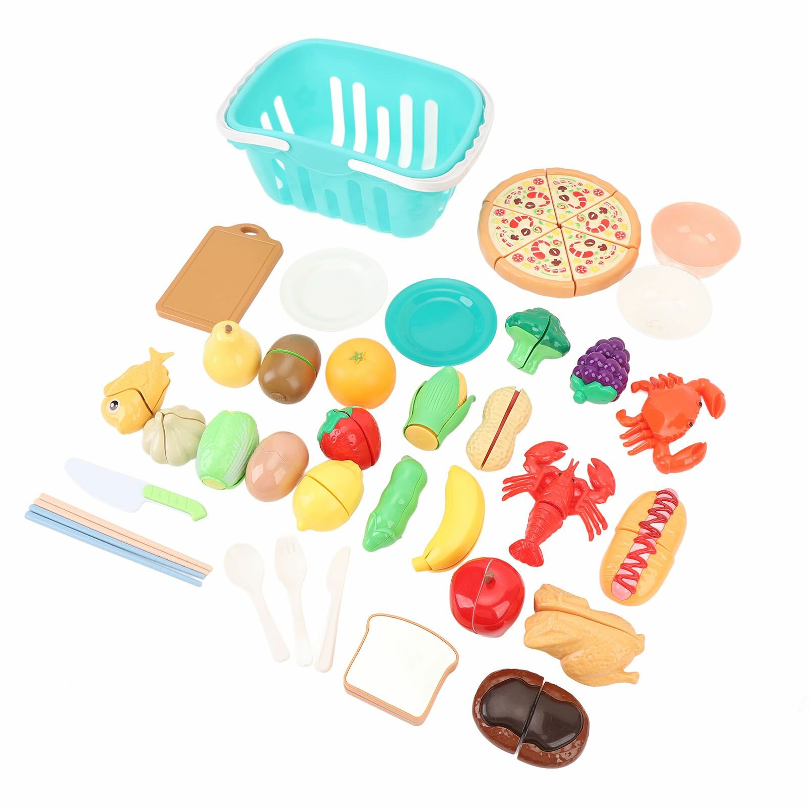Игровой набор для обучения кухонным навыкам, пластиковый, переносной, для детей, с различными фруктами и овощами, 22 игрушки для нарезки