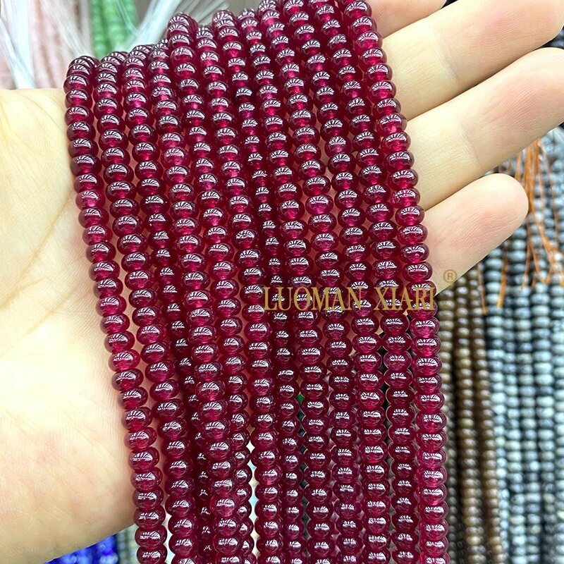 Натуральные бусины LUOMAN XIARI халцедон, кристалл 4x6 мм Бордовый, 4x6mm 86-90pcs, ruby color 14