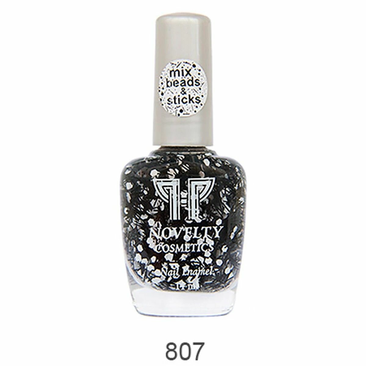 Лак для ногтей NOVELTY тон 807 белый-чёрный, матовый-чёрный, 14 мл