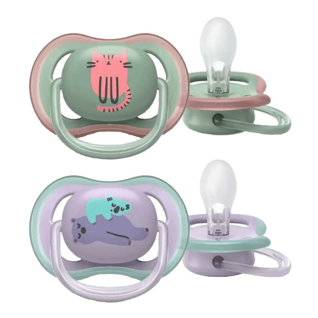 Пустышки Philips Avent "Ultra Air", Кот, Коала, 6-18 месяцев, 2 шт