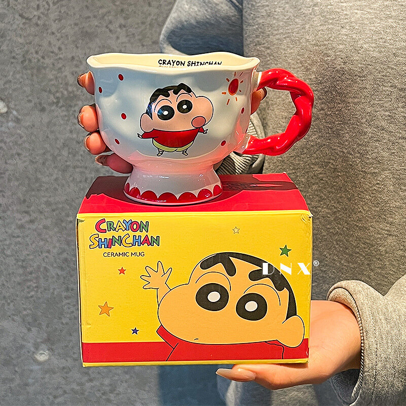 Керамическая чашка для кофе Crayon Shin-chan, высокая кружка для девочек, для дома, с широким горлом, для завтрака, овсянки, молока