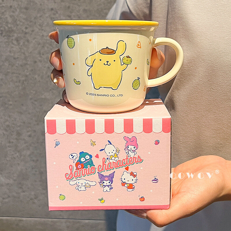 Кружка Sanrio Hello Kitty с логотипом бренда, новая высококачественная детская молочная чашка, керамическая чашка для дома, подарок на день рождения