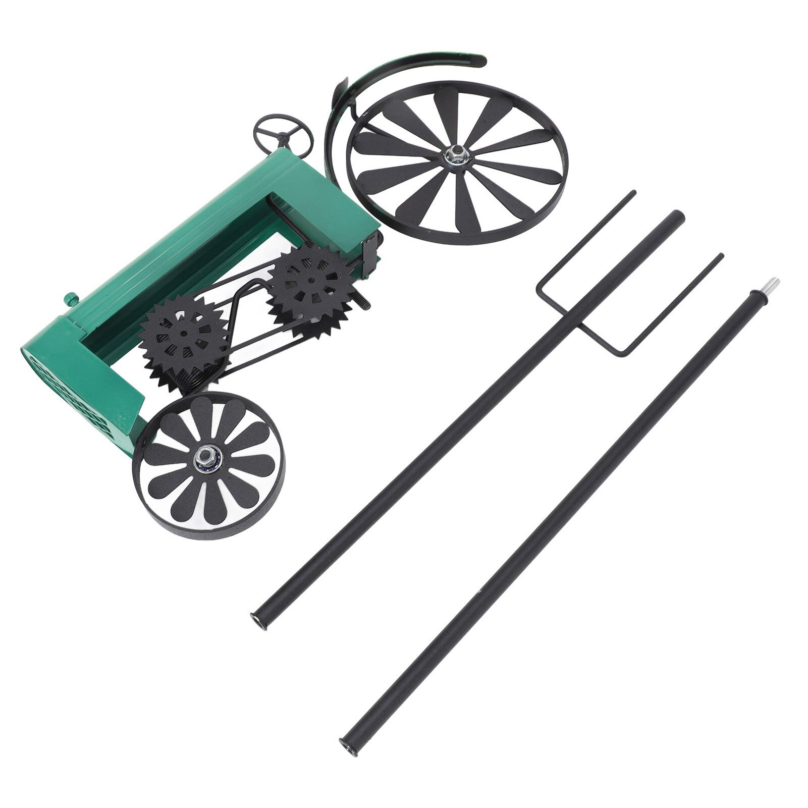 Винтажная ветряная мельница в виде трактора с вращающимися колесами, металлическая, для наружного использования, для клумб, газонов и садов, зеленая.